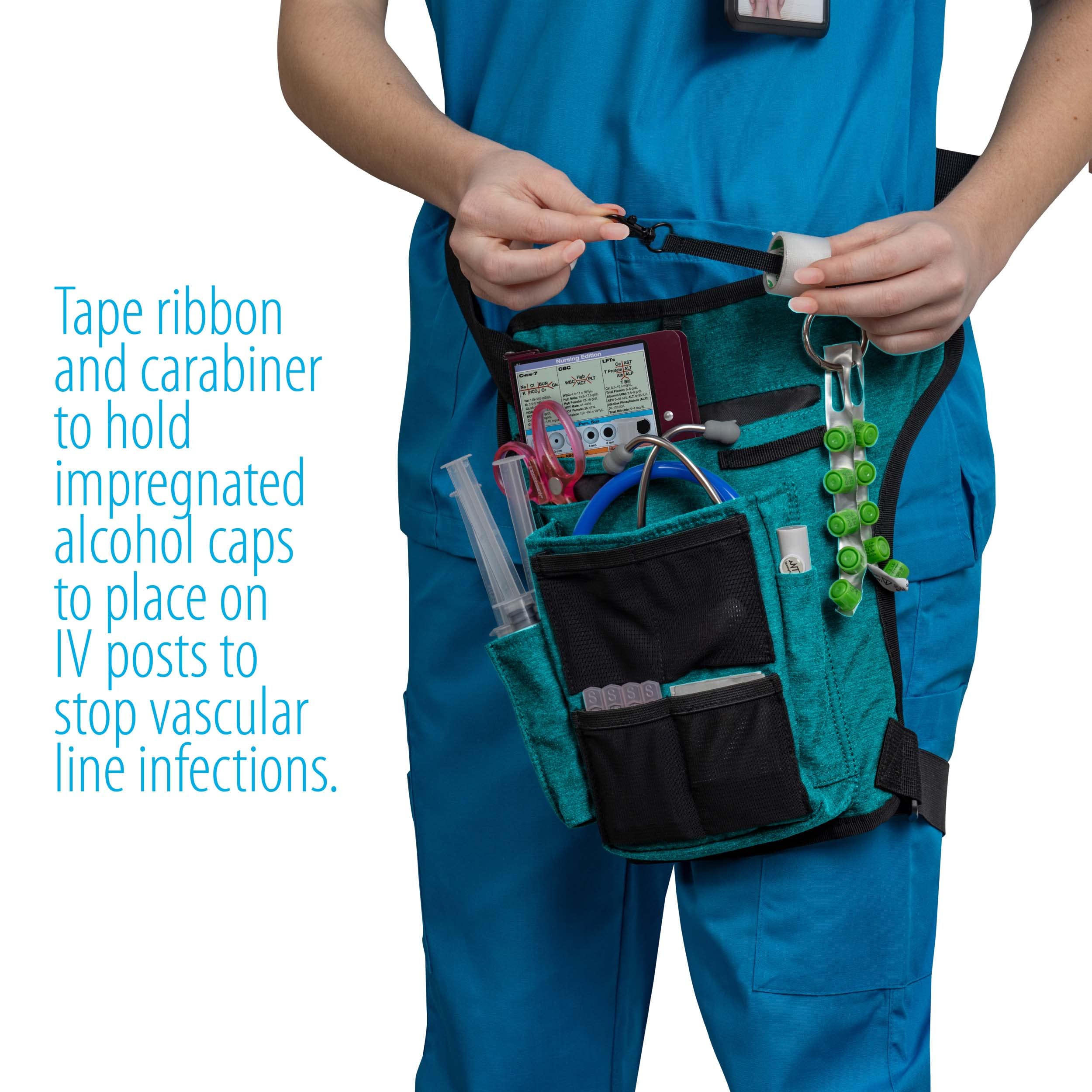 Nurse Fanny Pack w/Elastic Leg Band - Multi Compartment Waist Organizer Tool Bag for Students, Practitioners & Medical Professionals (Aqua Blue)