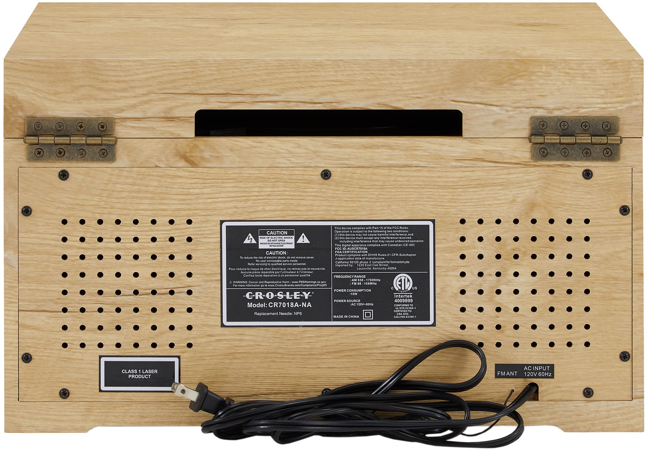Crosley CR7018A-NA Haydn 3-Speed Turntable with Bluetooth, AM/FM Radio, CD/Cassette Player, and Aux-in, Natural