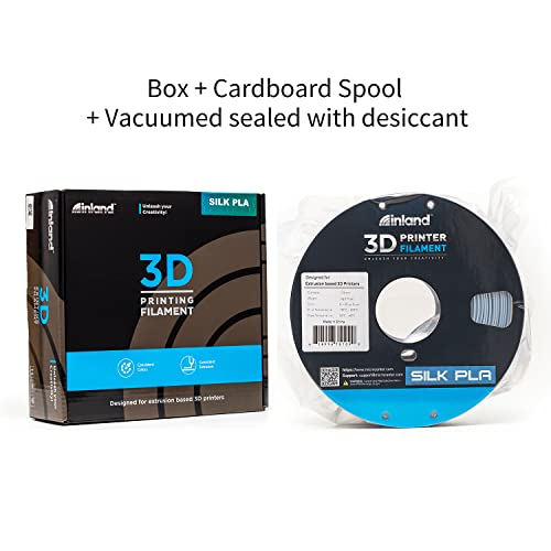 Inland Dual Color Filament - Blue to Silver Color Change Filament - Two Color Silk PLA 3D Printer Filament 1.75mm - Dimensional Accuracy +/- 0.03mm - 1kg Cardboard Spool (2.2 lbs) – FDM/FFF Printers