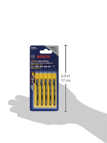 BOSCH U19BO 5-Piece 2-3/4 In. 12 TPI Wood Cutting U-shank Jig Saw Blades