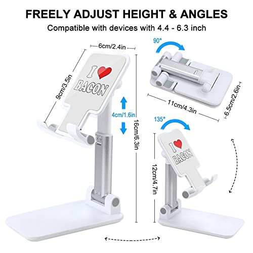 I Love Bacon Cell Phone Stand Foldable Tablet Holder Adjustable Cradle Desktop Accessories for Desk