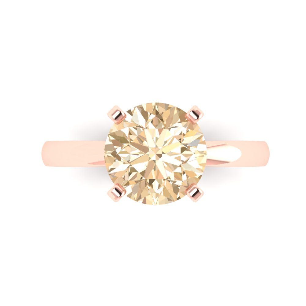 Clara Pucci 3.0 ct Round Cut Solitaire Genuine Natural Morganite Wedding Bridal Designer Anniversary Engagement Ring 14k Rose Gold