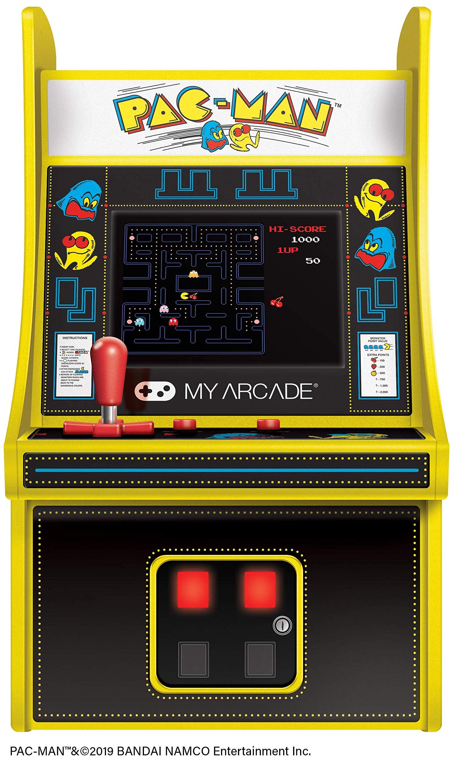 My Arcade DGUNL-3220 Micro Player Mini Arcade Machine Pac-Man Video Game, Fully Playable,6.75 Inch Collectible,Color Display, Speaker,Volume Buttons, Headphone Jack,Battery or Micro USB Powered, Black