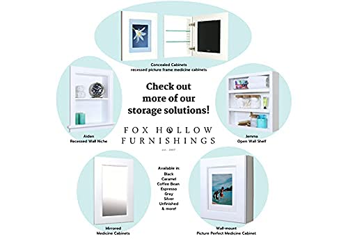 Fox Hollow Furnishings 11x14 Compact Concealed Recessed Picture Frame Medicine Cabinets (Contemporary White)