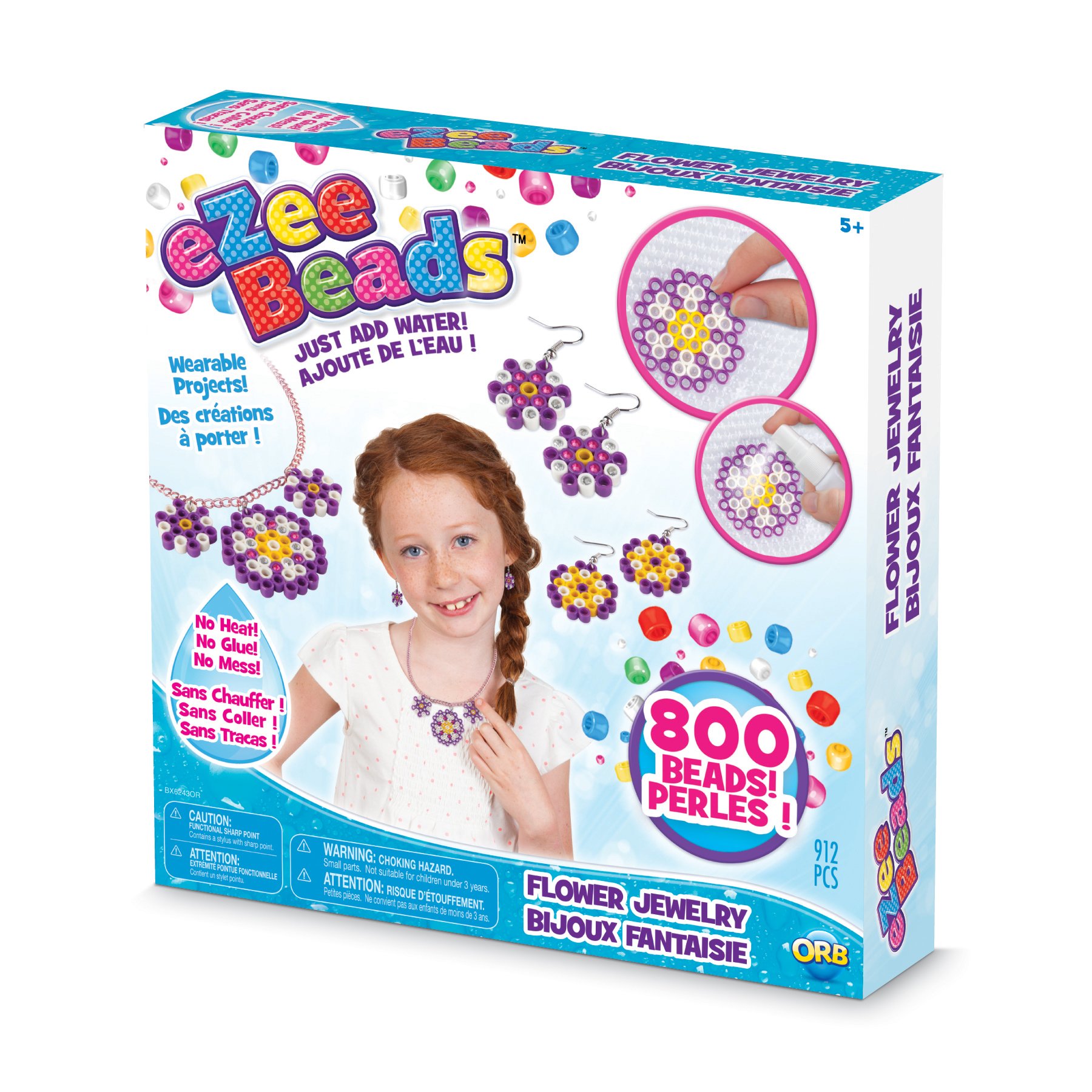 The Orb Factory eZeeBeads Flower Jewelry Arts & Crafts, Yellow/Pink/Purple/White, 9.5" x 2.125" x 9.5"