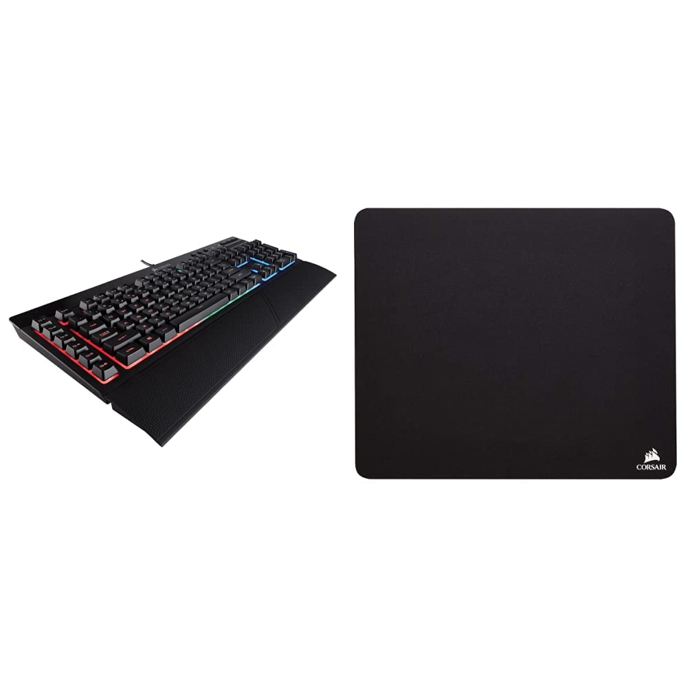 Corsair Gaming K55 RGB Keyboard, Backlit RGB LED with Corsair Gaming MM100 Cloth Mouse Pad