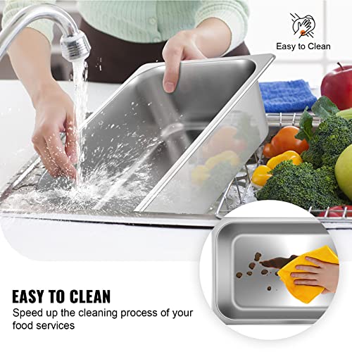WWDOLL Hotel Pan 6“ Deep Steam Table Pan Full Size 21 Quart Pack of 6 Stainless Steel Steam Table Pan