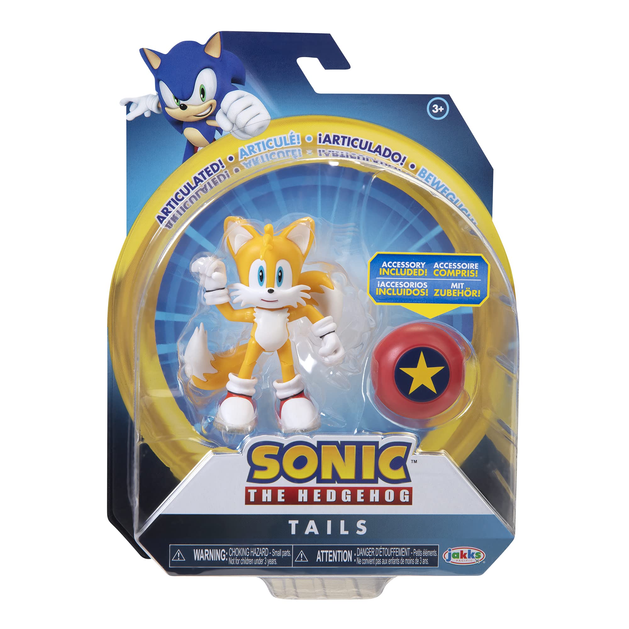 Sonic The Hedgehog 4-Inch Action Figure Modern Tails with Star Spring Collectible Toy