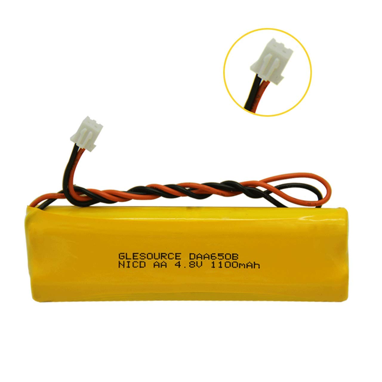 GLESOURCE 4.8V 1100mAh Emergency Lighting Battery Replaces with LITHONIA D-AA650Bx4 Unitech Dual-Lite 0120859 Ni-CD AA 650mAh 4.8V EJW-NI-CAD 800mah BYD D-AA650B-4 Exit Sign Emergency Light(2 Pack)