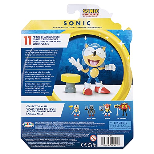 Sonic The Hedgehog 4-Inch Action Figure Classic Sonic with Spring Collectible Toy