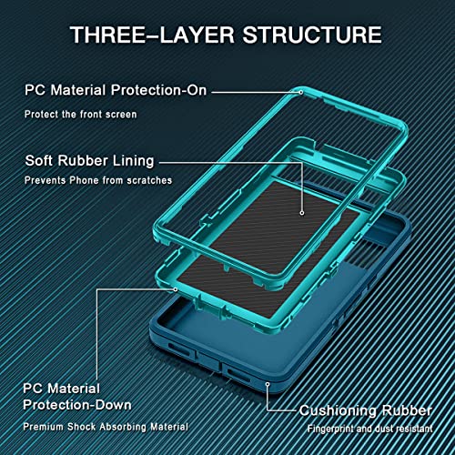 I-HONVA for Google Pixel 7 Pro Case Shockproof Dust/Drop Proof 3-Layer Full Body Protection [Without Screen Protector] Rugged Heavy Duty Durable Cover Case for Google Pixel 7 Pro 6.7 inch,Turquoise