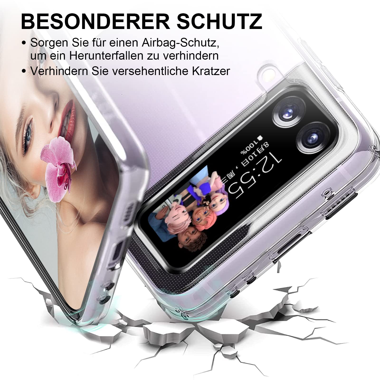 Compatible with Samsung Galaxy Z Flip 4 Case Clear Slim Protective Cases Cat TPU Z Flip 4 Back Cover Full Body Protector Animal Thin Phone Case for Samsung Galaxy Z Flip 4 5G 6,7” (B)