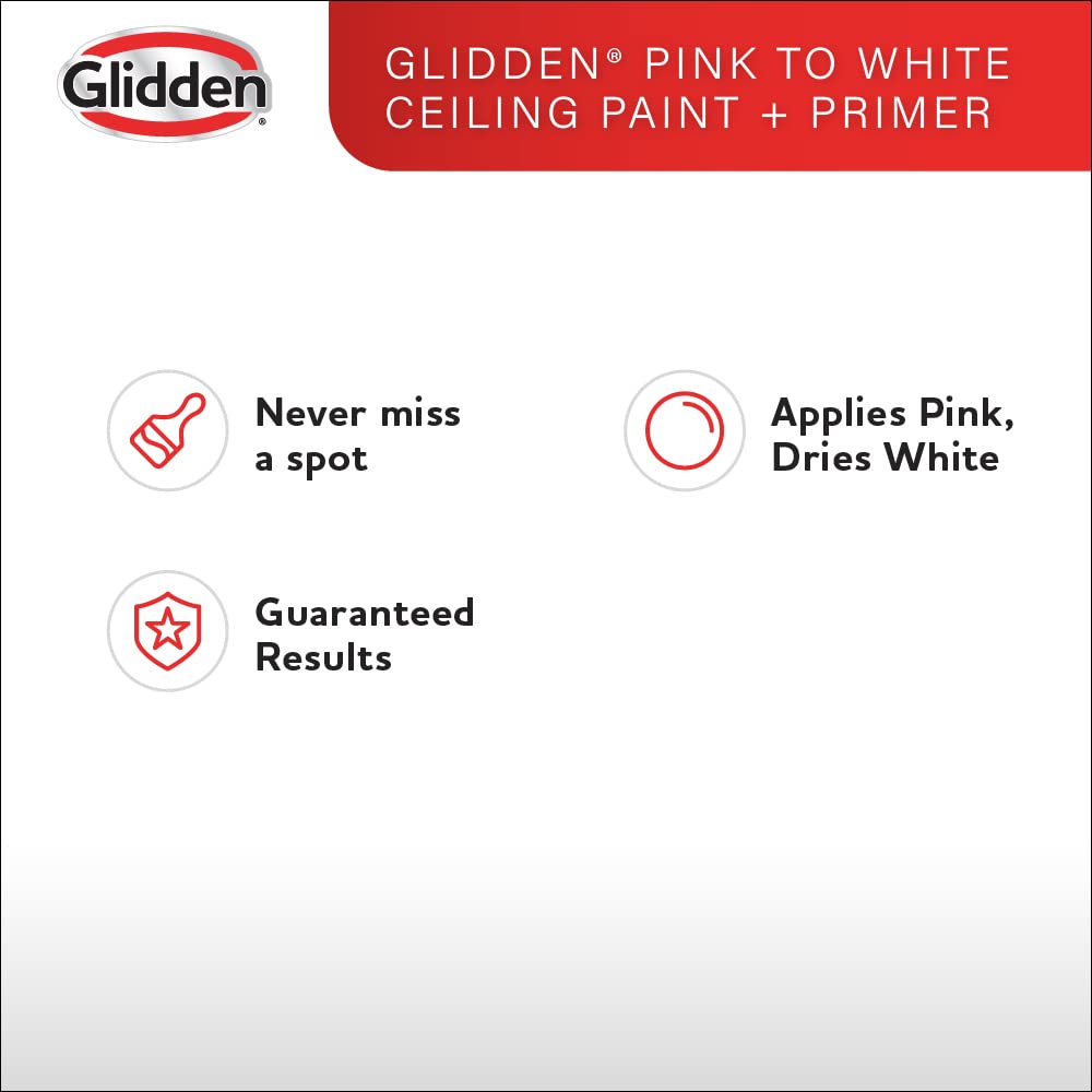 Glidden Grab-N-Go Pink to White Ceiling paint, 1 Gallon, Flat, White