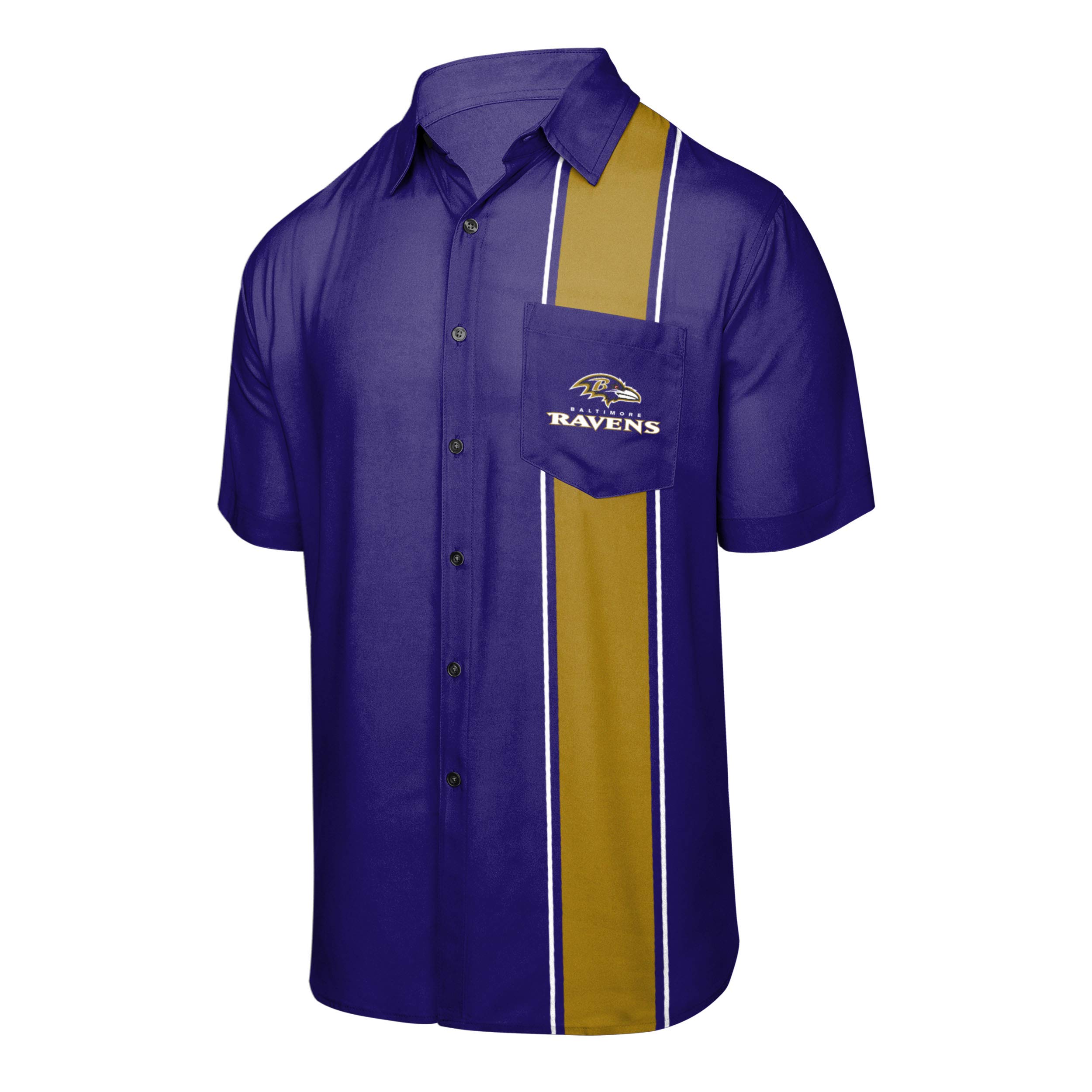 Denver Broncos NFL Mens Bowling Stripe Button Up Shirt - L
