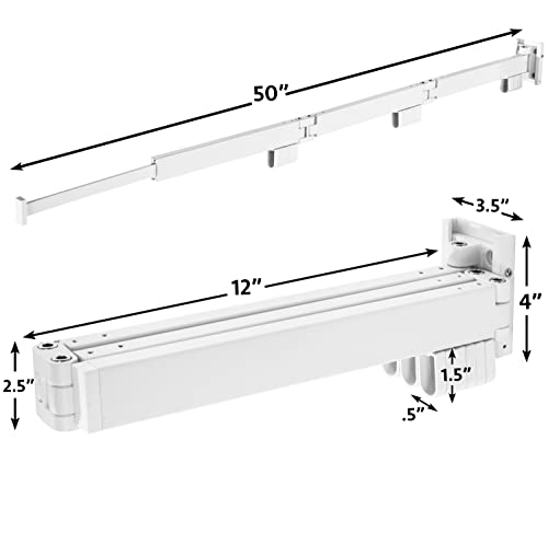 Luxe Laundry Premium Wall Mounted Clothes Drying Rack, Aluminum Wall Mounted, Foldable (Tri-Fold), Collapsible, Space Saving Clothes Drying Rack for Laundry Room, Wall, Dry-Wall, White