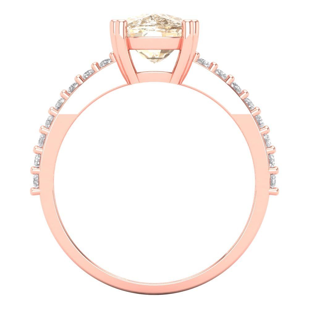 Clara Pucci 3.50 ct Cushion Cut Solitaire Genuine Natural Brown Morganite Engagement Promise Anniversary Bridal Ring 18K Rose Gold 6