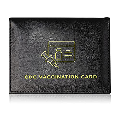 CDC Vaccine Card Holder, 4x3 Vaccine Card Protector, CDC Vaccination Card Holder with 2 Card Slot, PU Leather Vaccination Card Protector to Protect your Vaccine Certificate, Black