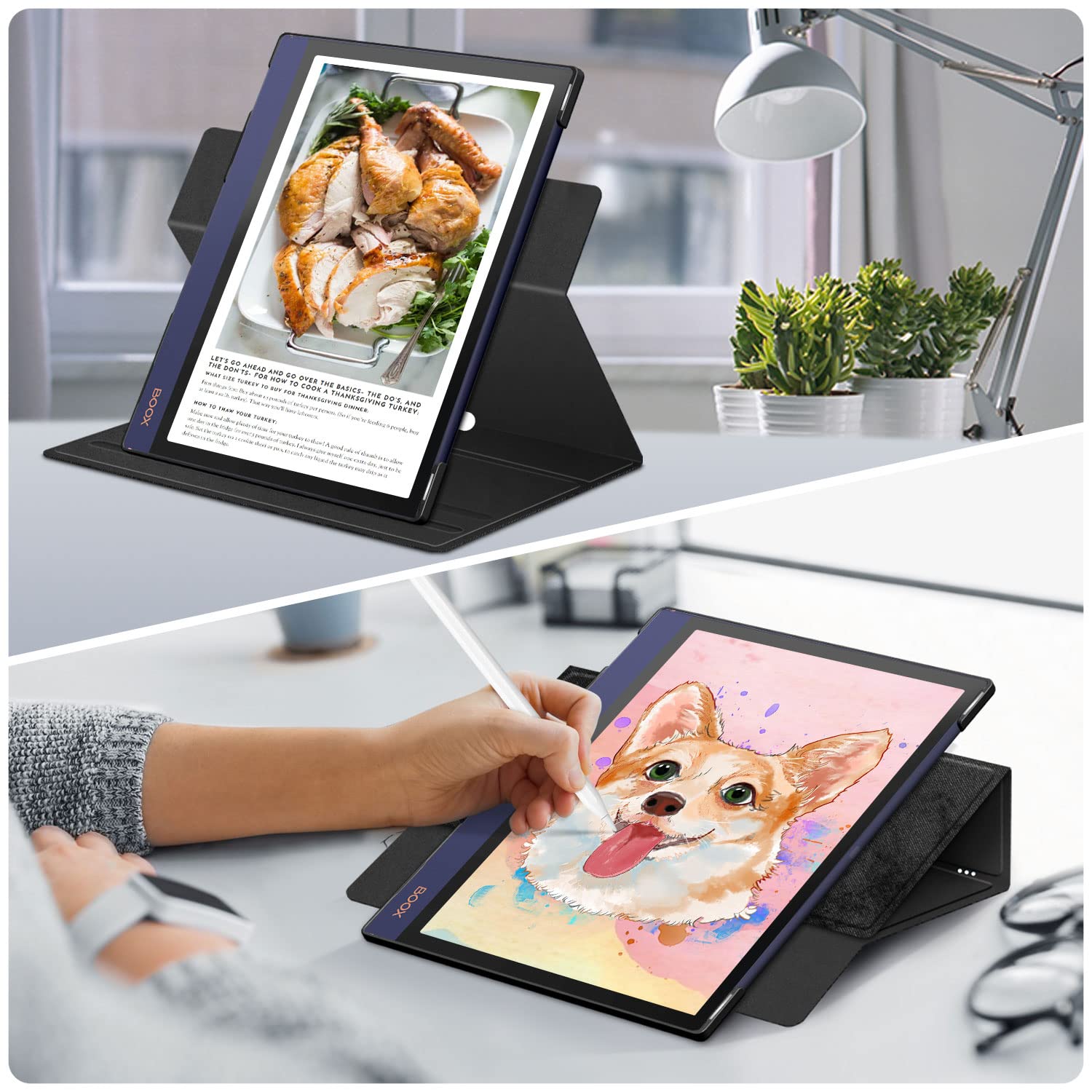 DINGGUAGUA Folio Case Compatible with BOOX Note Air 2/BOOX Note Air 2 Plus Paper Tablet 10.3 Inch,Multi-Angle Foldable Stand Cover,Black