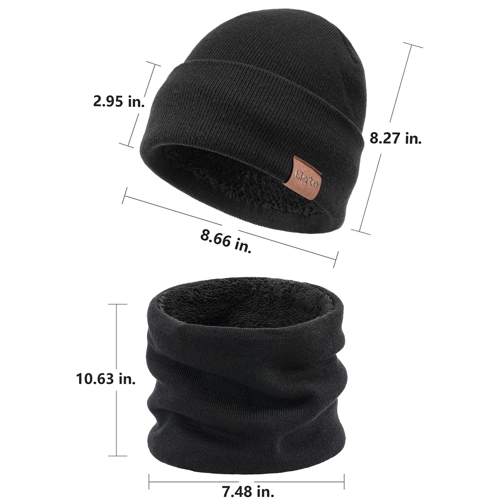 Cierto Winter Beanie for Men & Women | Cold Weather Polar Fleece Lining Knit Hat | Cuffed Stocking Cap Lined with Faux Wool