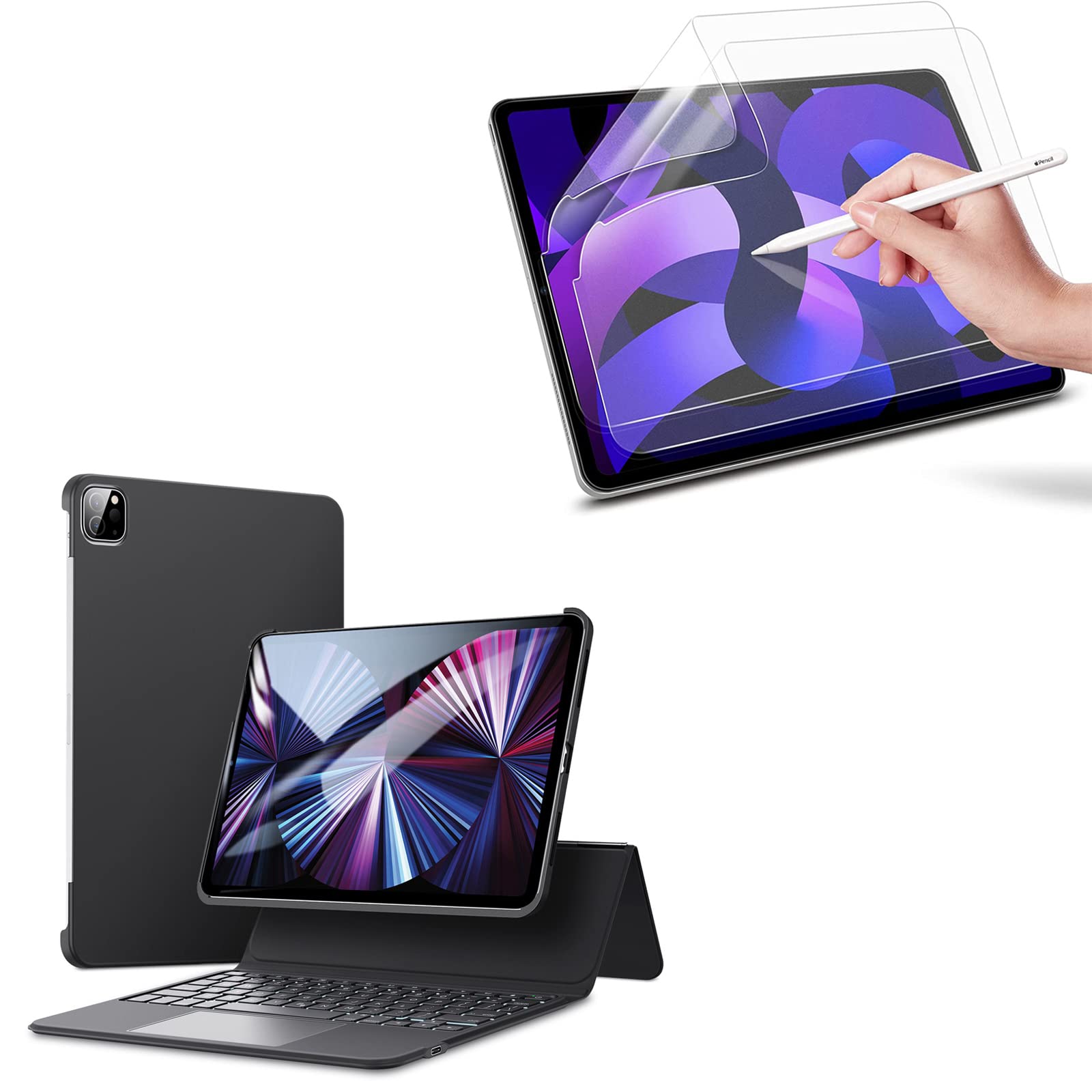 ESR Ascend Keyboard Case Paper-Feel Screen Protector for iPad Air 5/iPad Air 4 (2022/2020, 10.9 inch), and iPad Pro 11 (2021/2020/2018), Write and Draw Like on Paper