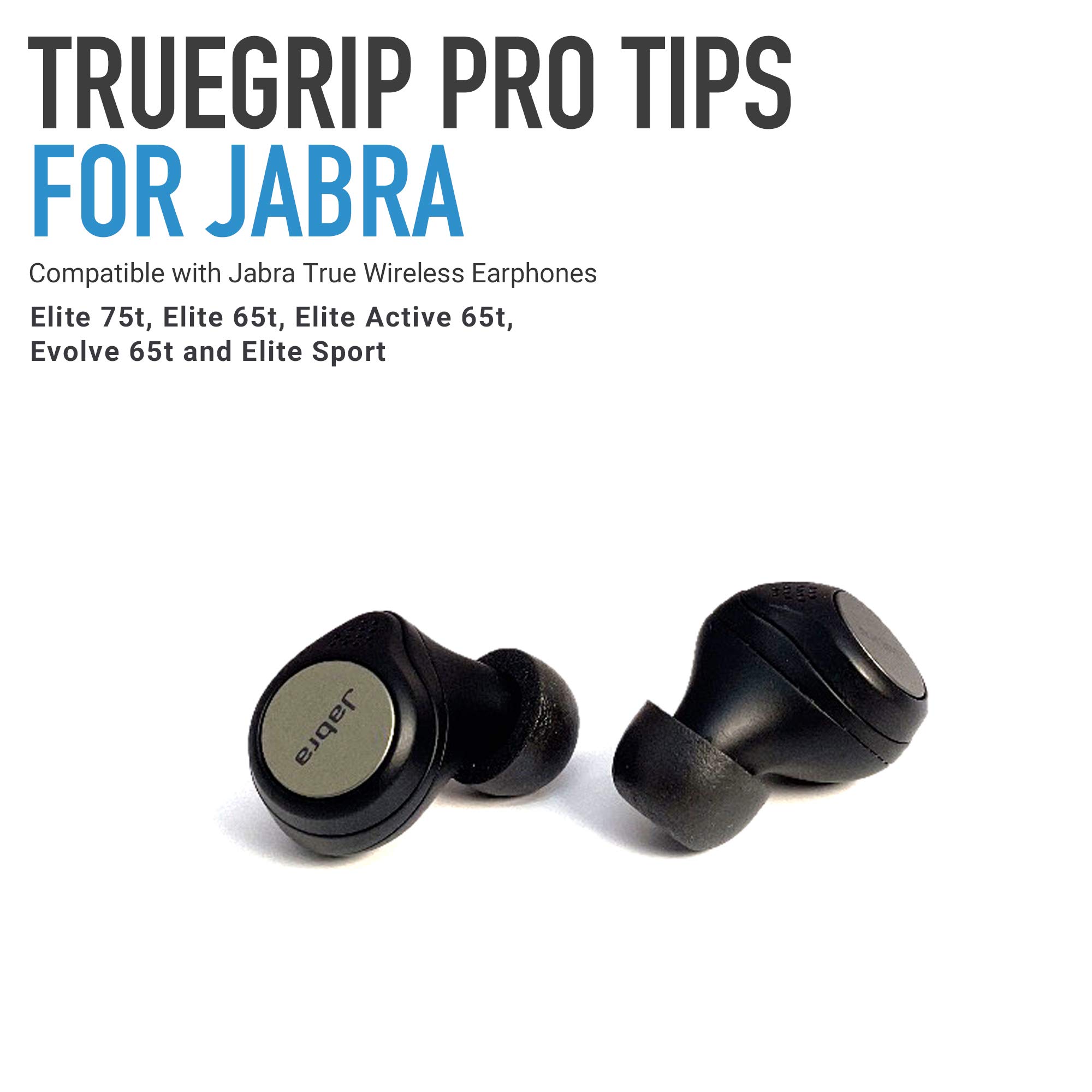 Comply Foam TrueGrip Ear Tips for Jabra 65T & 75T, Large, 3 Pairs, Black – Ultimate Comfort, Memory Foam Earbud Tips, Earbud Replacement Tips, Soft Noise Canceling Tips, Made in The USA