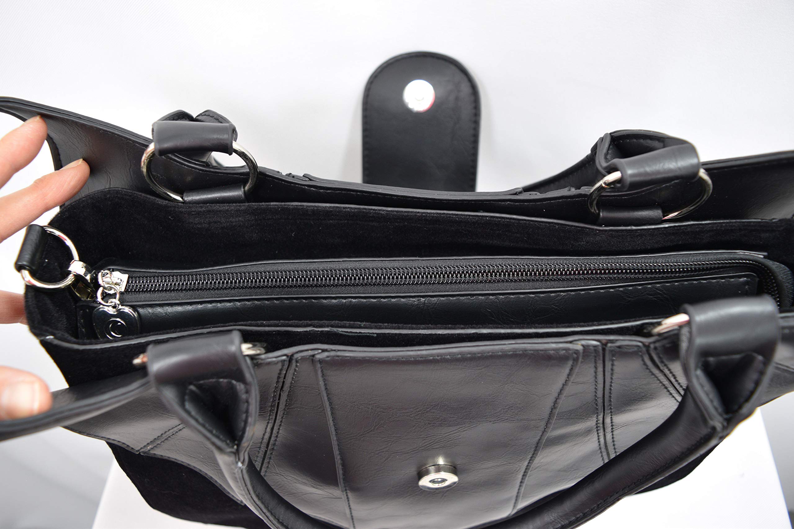 Restyle Night Creature Bat wings & Pentagram Black Velvet Gothic Handbag