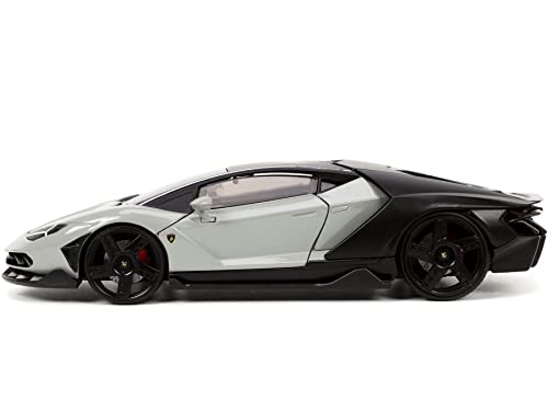 Lamborghini Centenario Gray and Matt Black Hyper-Spec Series 1/24 Diecast Model Car by Jada"""