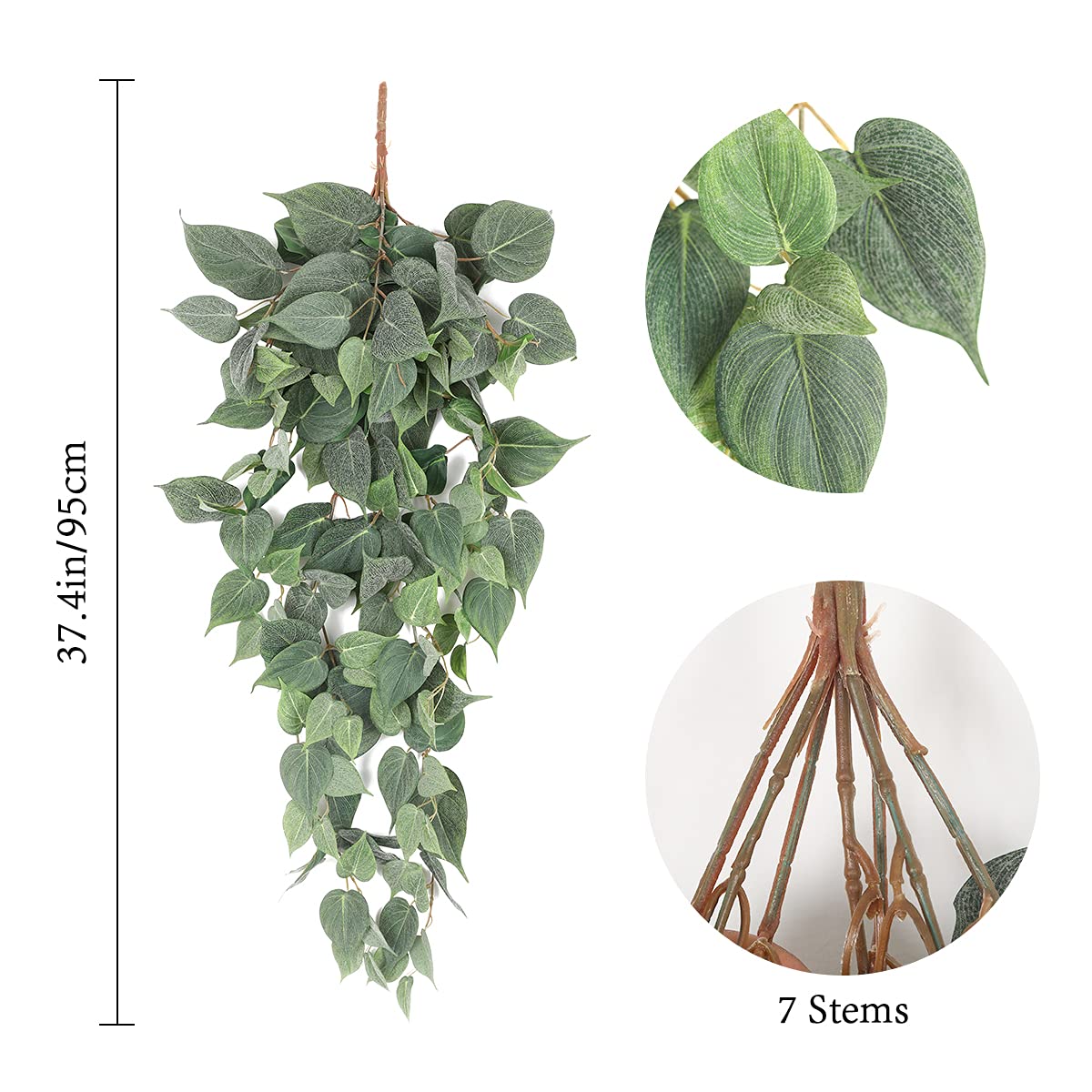 Veryhome Artificial Hanging Plants, 3.2FT Fake Ivy Vine for Wall Indoor Outdoor Decoration, Scindapsus Leaves for Home Room Garden Decor (Scindapsus Leaves)