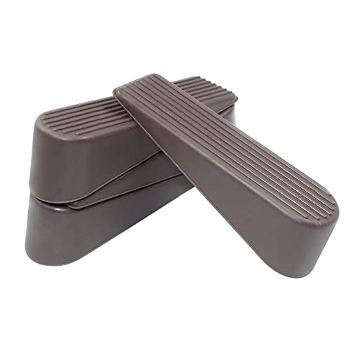 Cionyce 4 Pack Door Stopper Wedge Door Stop Thick Door Stopper Rubber Door Stopper Non-Scratching Doorstops(Brown)