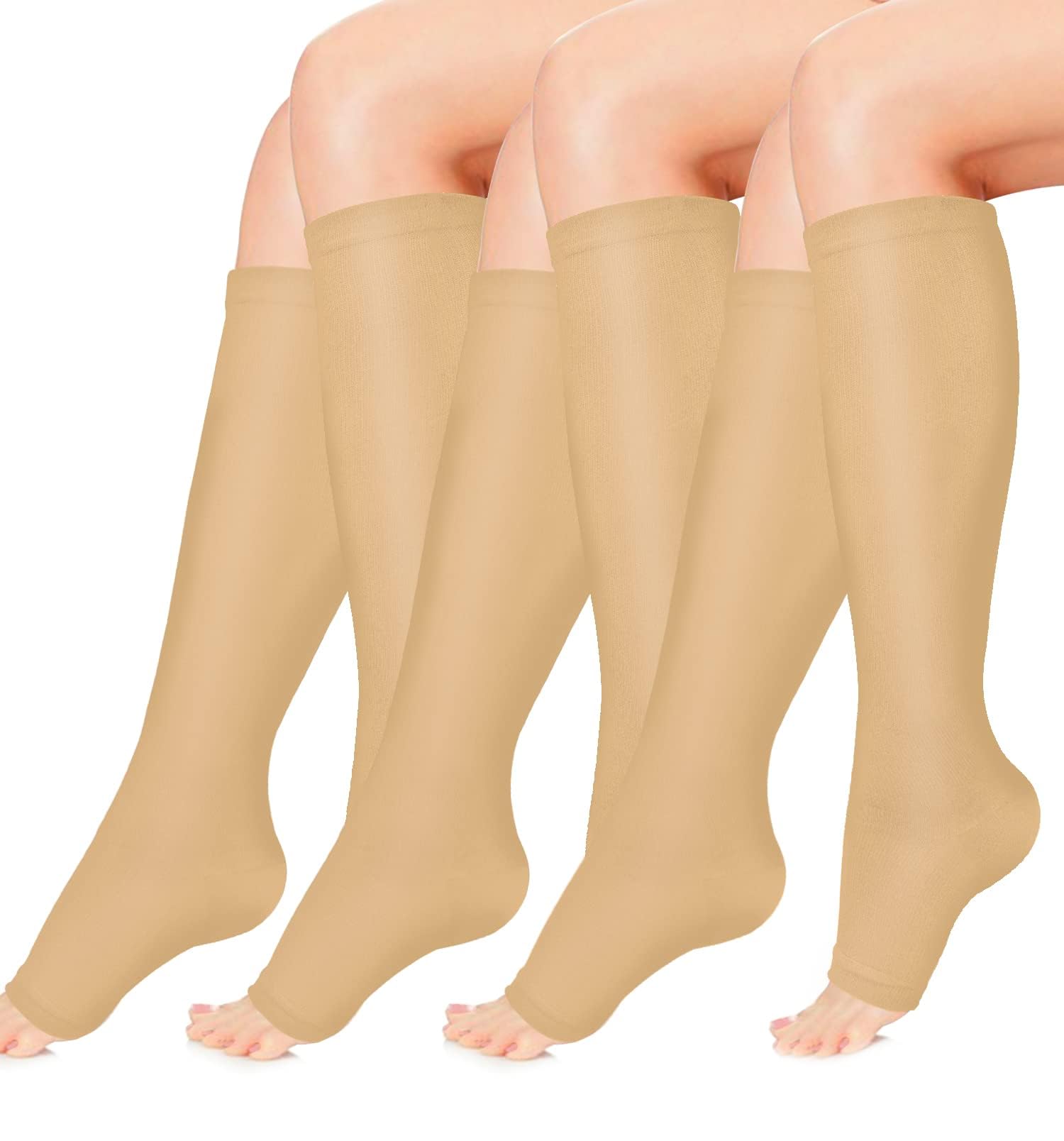 Copper Compression Socks for Women & Men Open Toe 20-30mmHg is Best Support for Circulation Recovery and All Day Wear