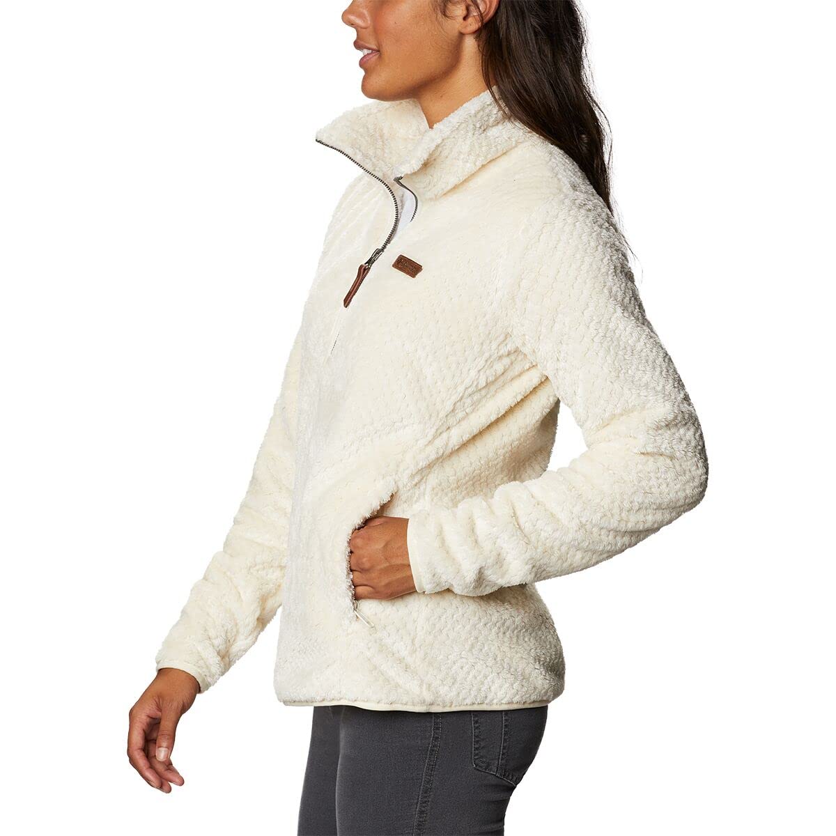 Columbia Women's Fire Side Sherpa 1/4 Zip, Chalk, Small