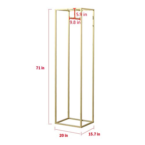 FURVOKIA Modern Clothes Retail Heavy Duty Garment Racks,Metal Clothing Store Hanger Storage Shelves,Floor-Standing Display Rack (Gold Square Tube, 71" H)
