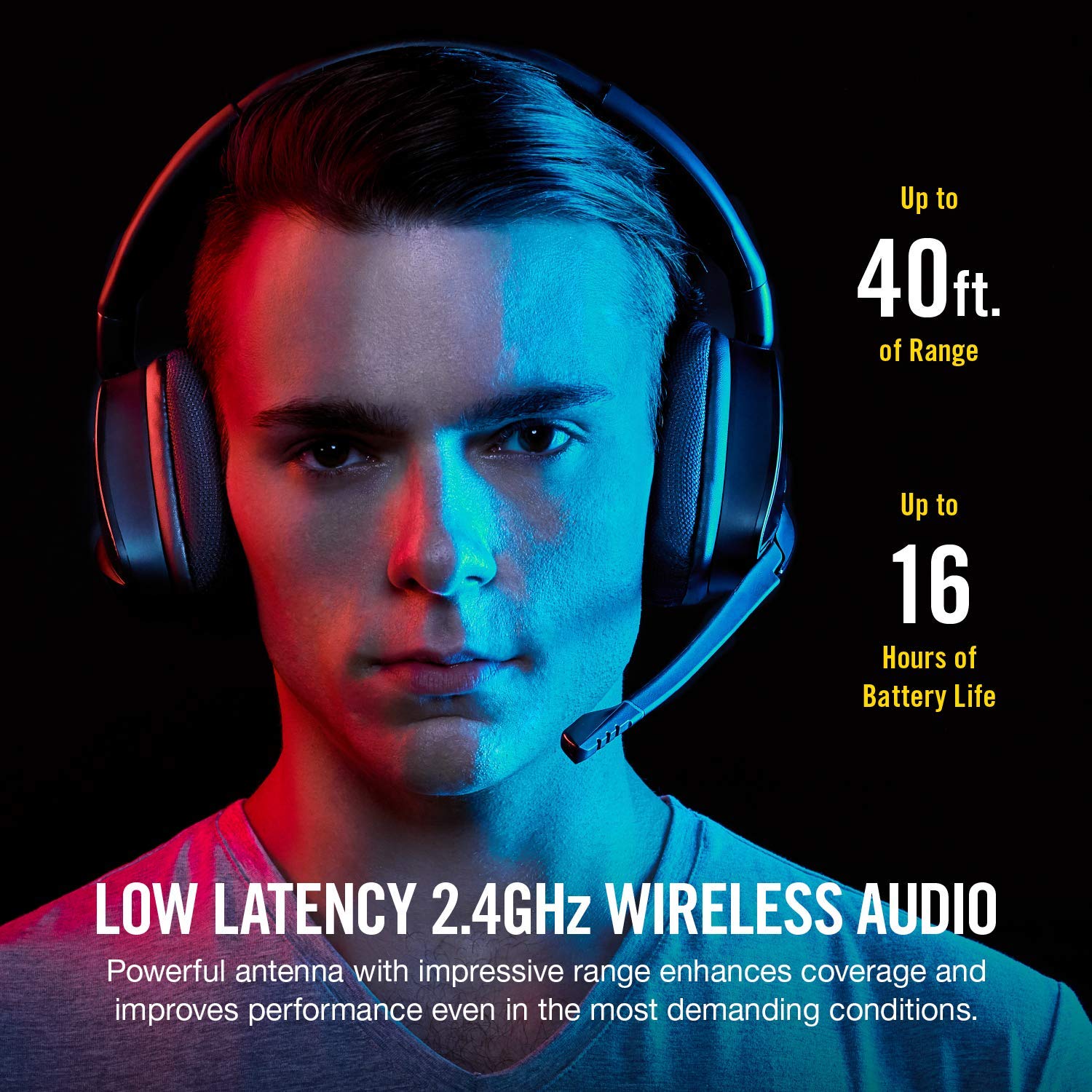 CORSAIR Void PRO RGB Wireless Gaming Headset - Dolby 7.1 Surround Sound Headphones for PC - Discord Certified - 50mm Drivers - White