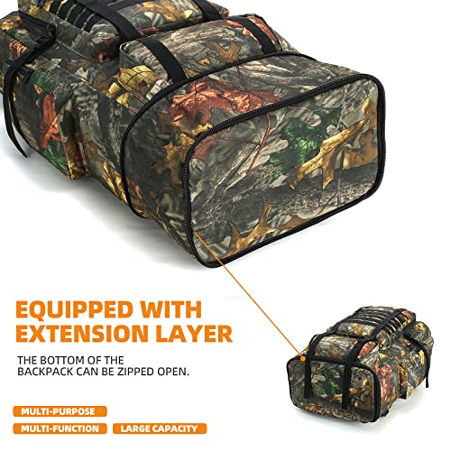 HongXingHai 70L/100L Hiking Camping Backpack MOLLE Rucksack Waterproof Traveling Daypack Durable High-Performance Backpack for Backpacking (Leaf camo, 70L/100L)