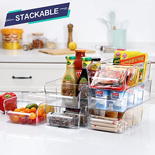 LANDNEOO 2 SET, 2 Tier Clear Organizer with Dividers + Set of 8, Stackable Clear Bins with Removable Dividers - Pantry Food Snack Organization and Storage - Multi-Purpose Plastic Home Organizer