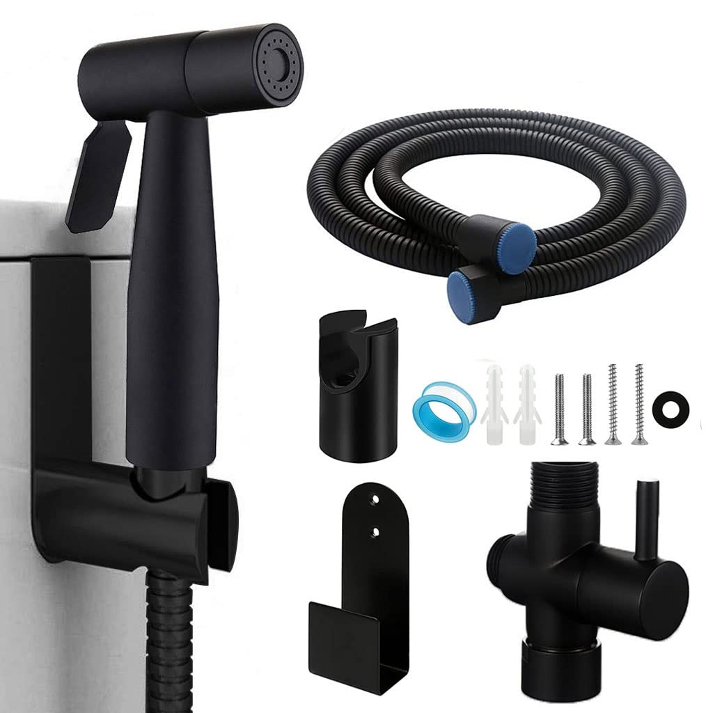 DFHBFG Black Toilet Bidet Sprayer Kit Set Hand Hold Stainless Steel for Bathroom Personal Cleanse Faucet (Color : E)
