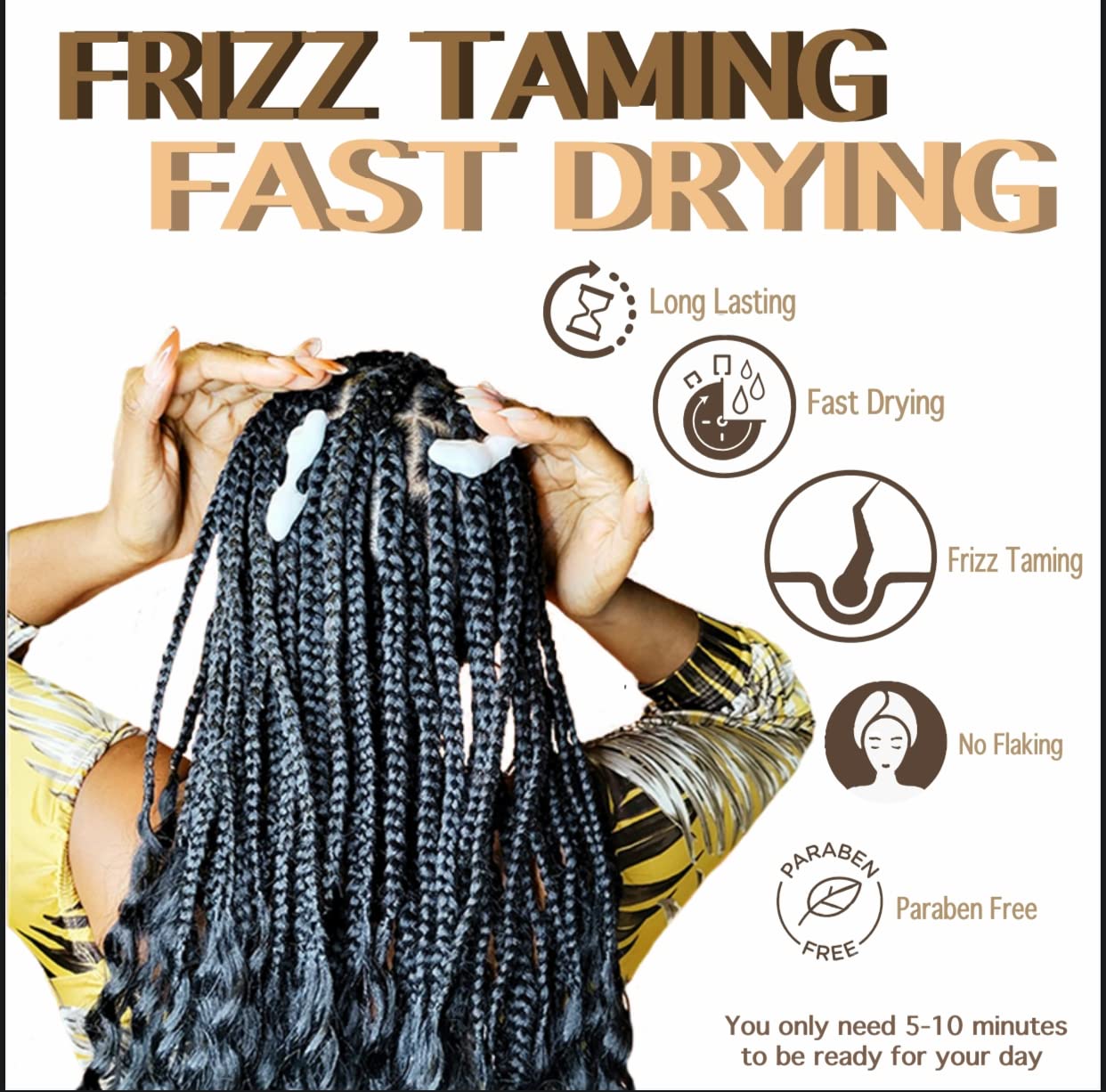 Mut Dynasty Moose Hair Setting Lotion Foam for Box Braids and Long-Lasting Hold - Professional Braiding Sealer Mousse for Black Women, 8.4oz/250ml