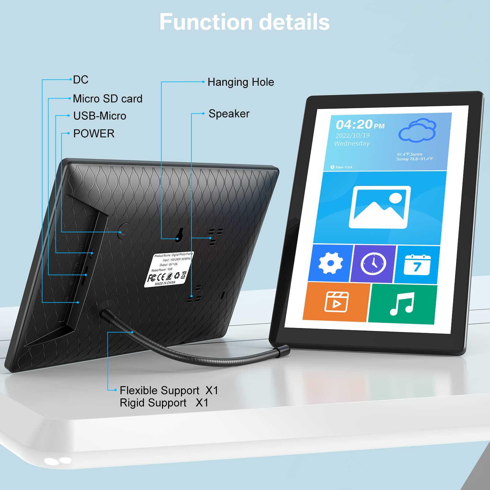 Digital Picture Frame 10.1 inch, Digital Photo Frame Slideshow with APP, Electronic WiFi Picture Frame Smart Photo Video Frames, Large Photo Share Digital Frame 1280x800 IPS FHD Cloud Storage
