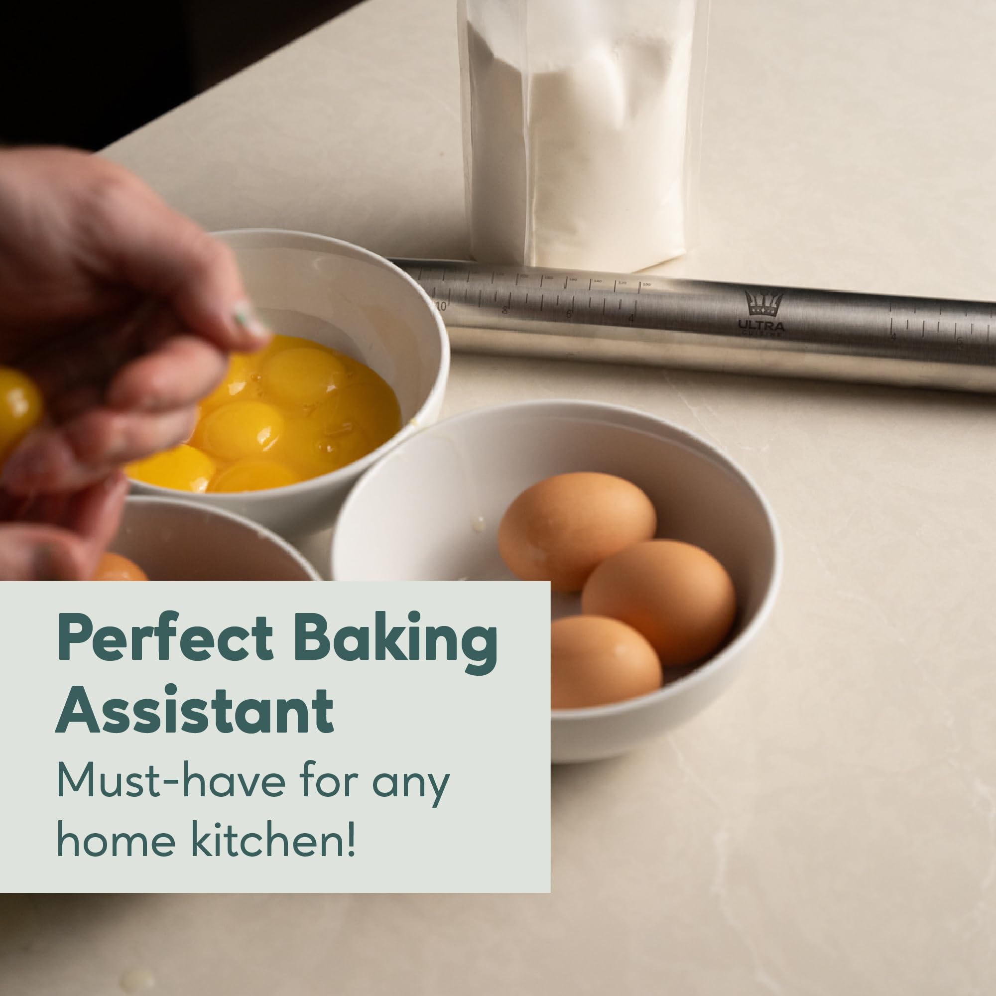 French Rolling Pin for Baking by Ultra Cuisine – Tapered Stainless Steel Design, Professional or Home Use with Pizza, Cookie, & Pastry Dough, or Fondant and Pie Crust –Dishwasher-Safe, Size 15.75 in