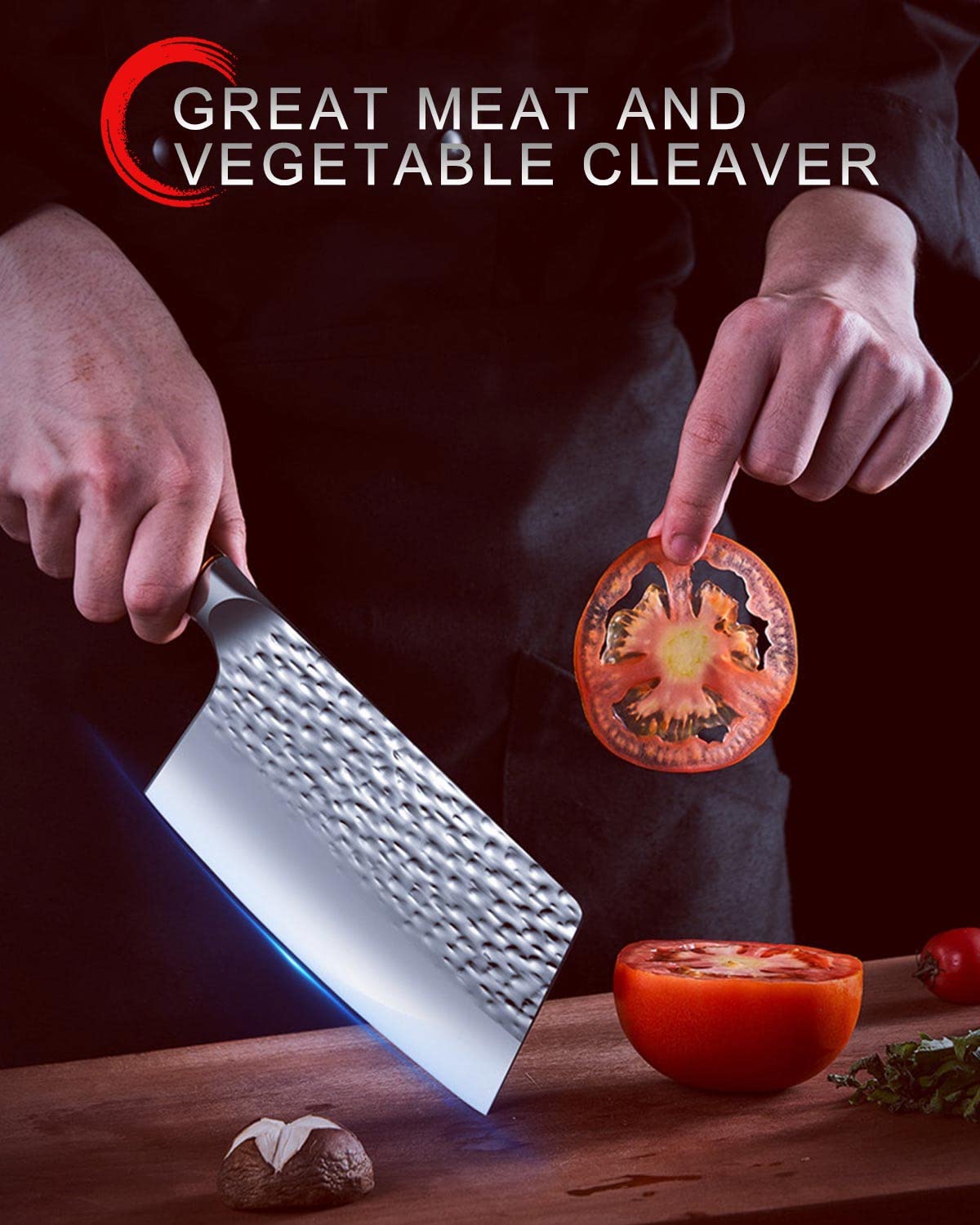 etable Meat Cleaver Knife cooking knife with Wooden Handle7inch Heavy Duty viking knife Chopper for Butcher Slicing Vegetablesā¦