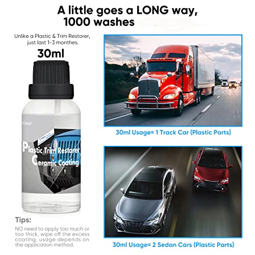 Plastic Restorer -Professional Car Trim Restore Ceramic Coating, Plastic Refreshing Coat Kit,Not a Dressing,1000 Washes,Plastic Protects & Renew,30ml