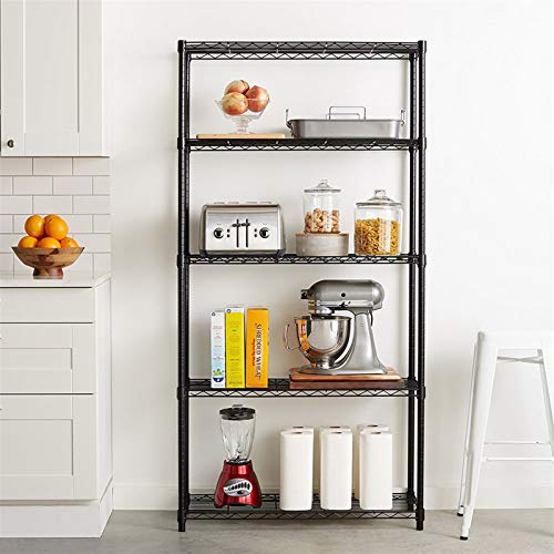 FATFISH 5-Shelf Shelving Unit with Shelf Liners Set of 5, Adjustable Heavy Duty Metal Wire Shelves, 350lbs Loading Capacity Per Shelf Storage Rack(35W X 14D X 71H) ,Black