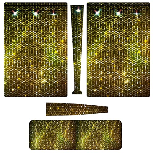Disco Abstract Golden Neon Full Protective Skin Cover Design Wrap Decal Sticker Compatible with PS5 Digital Edition Console and Controller