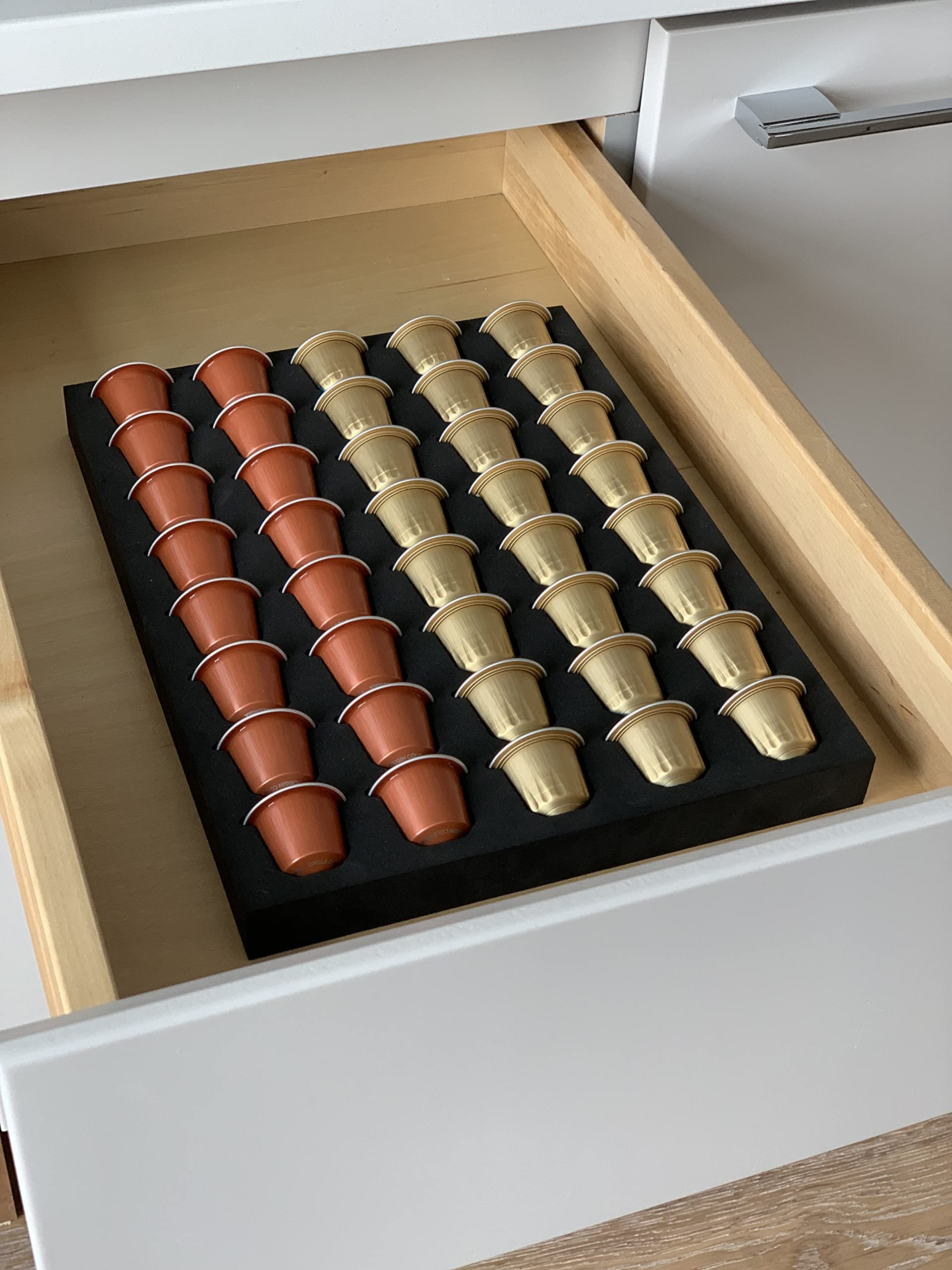 Coffee Pod Storage Tray, Organizer Compatible with Nespresso Original For Drawer or Countertop 40 Capsule Capacity