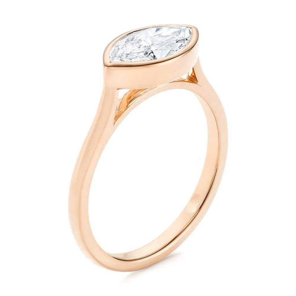 Celebrityinspired jewelry 18k Rose Gold Finish Solitaire East-west 2.00 Ct Marquise Simulated Diamond Engagement Ring Solid Sterling Silver (11.5)