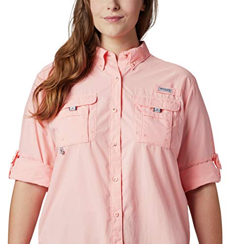 Columbia Women's PFG Bahama II Long Sleeve Shirt, Tiki Pink, X-Small