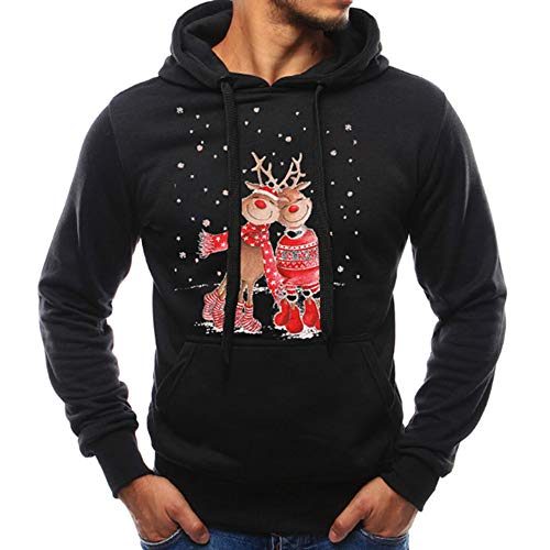 Thenlian Men‘s Long Sleeve Autumn Winter Patchwork Zipper Hoodies Top Blouse Tracksuits Hooded Sweater(L, Black 4)