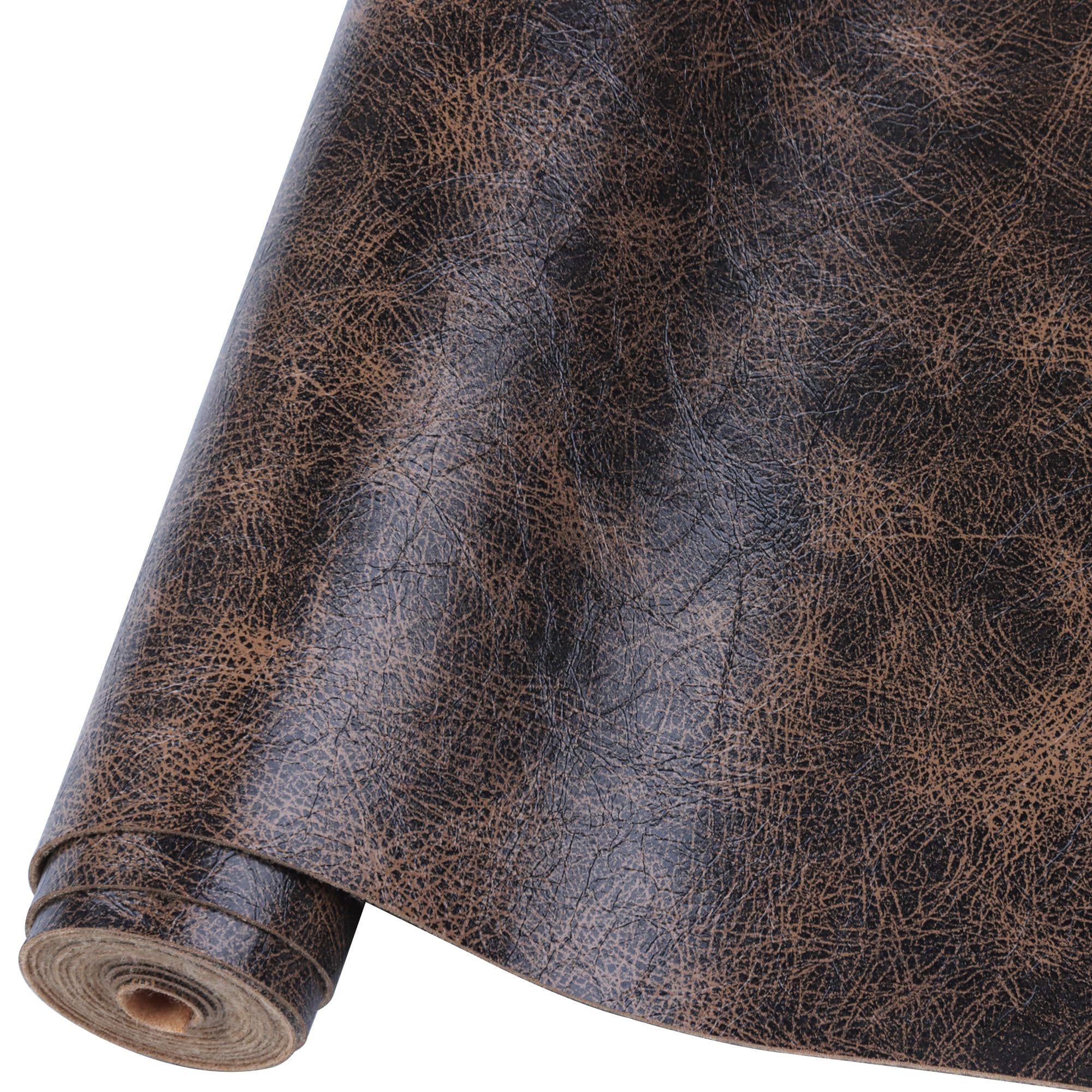 Faux Leather Fabric Soft 12"X53"(30cm x135cm) PU Faux Leather Sheets Suitable for Different Manual DIY Projects (Coffee Color)