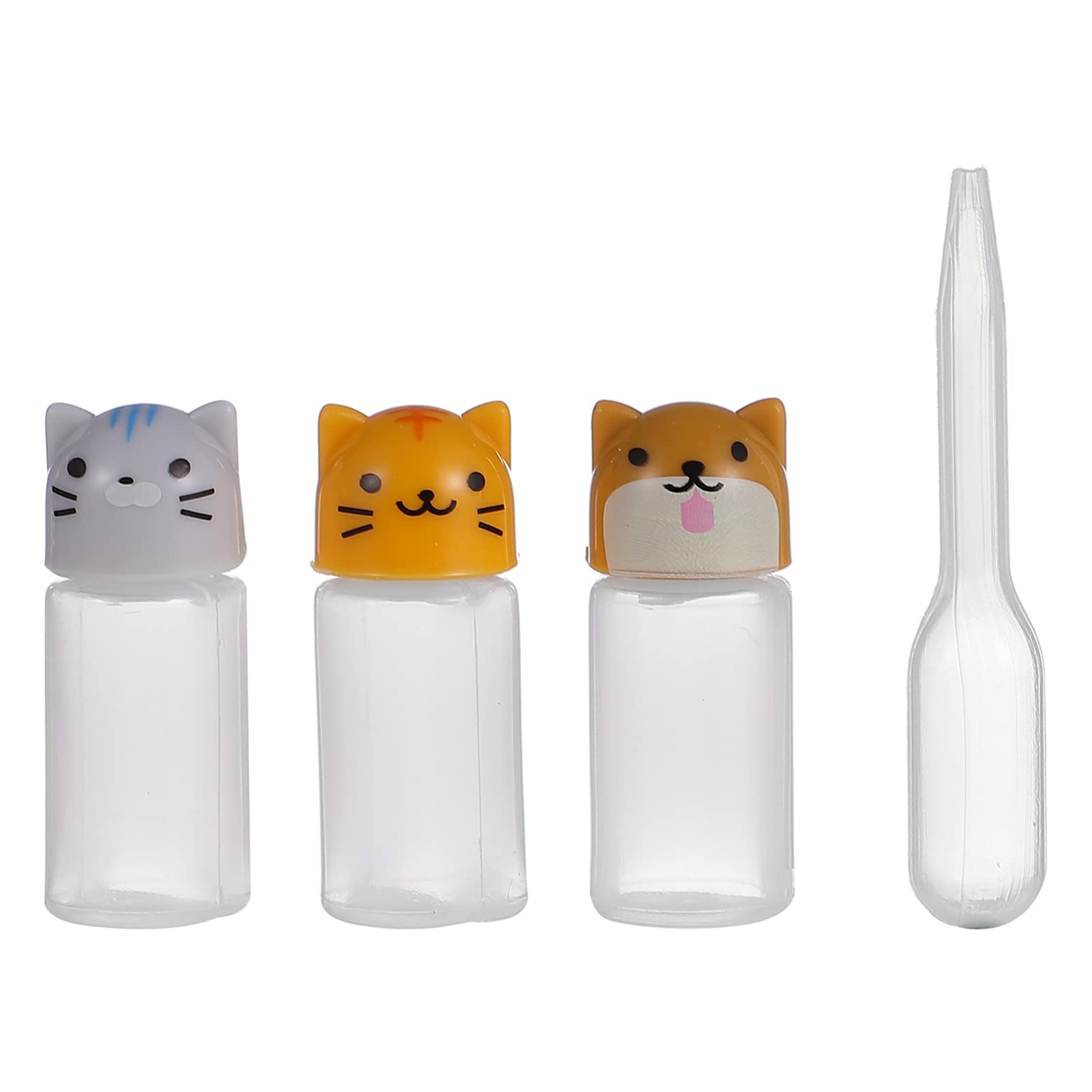 DOITOOL 3Pcs Mini Sauce Squeeze Bottles for Lunch Box, Cute Cat Dog Shaped Mini Ketchup Bottle Mini Condiment Bottle Sauce Bottles Lunch Box Dressing Dispensers for Kids Adults Bento Box with Dropper