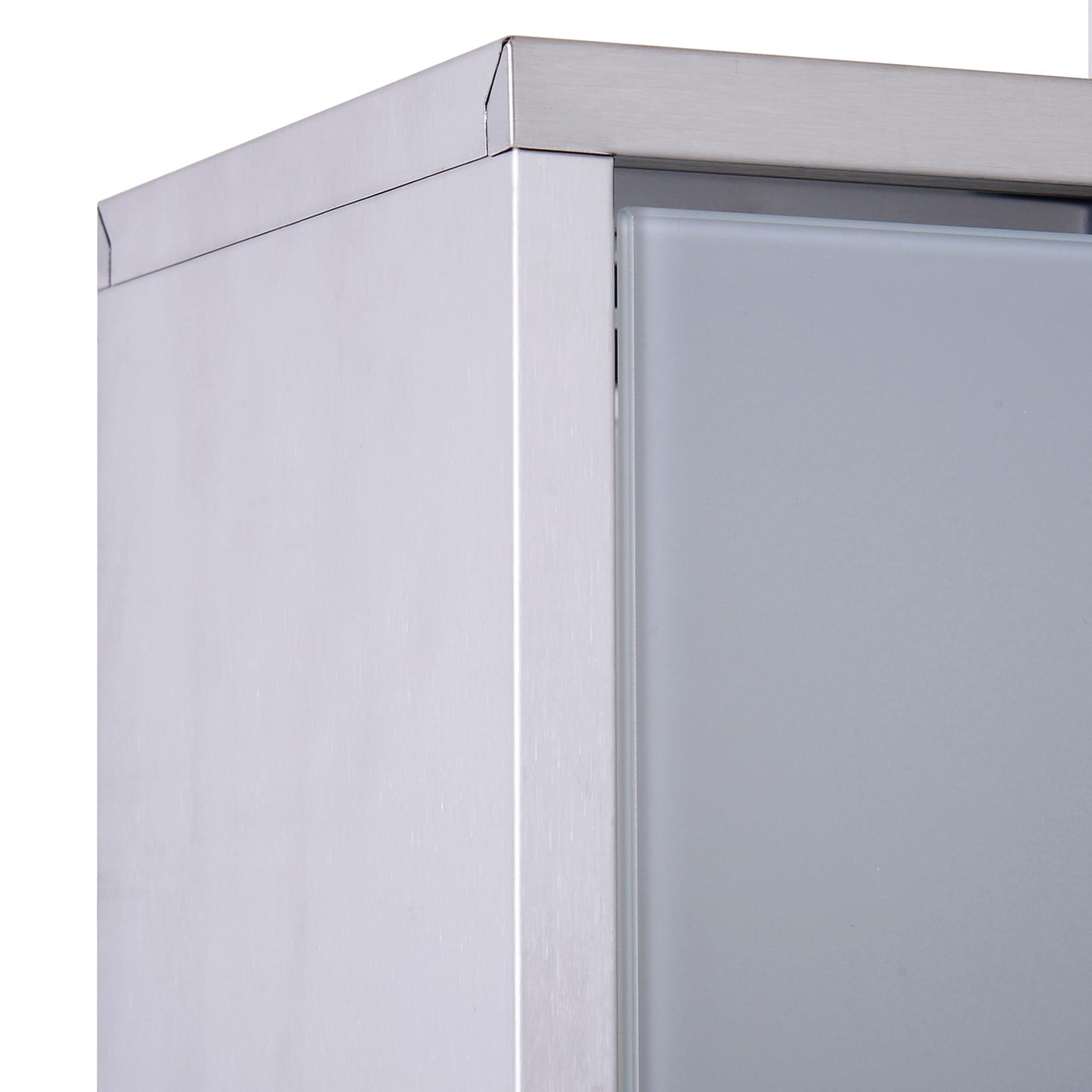 HOMCOM Wall Mounted Medicine Cabinet, Locking Wall Cabinet with 4 Tier Shelves, Stainless Steel Frame and Glass Door, Lockable with 2 Keys, Silver, 12" x 24"